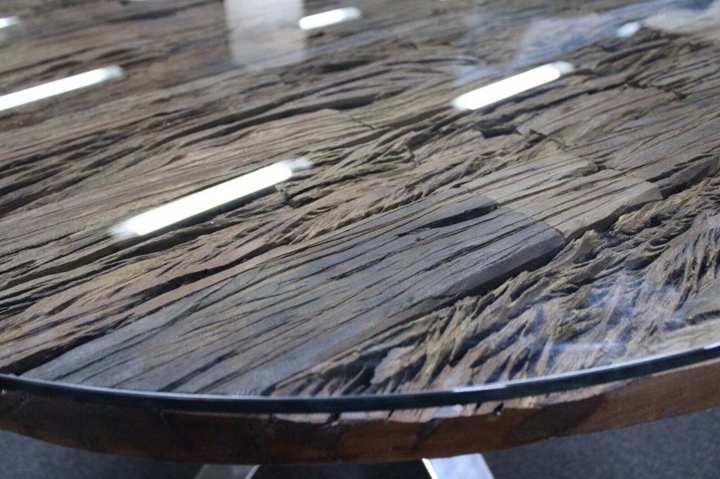 New Reclaimed Railway Sleeper Round Dining Table *Furniture Village ...